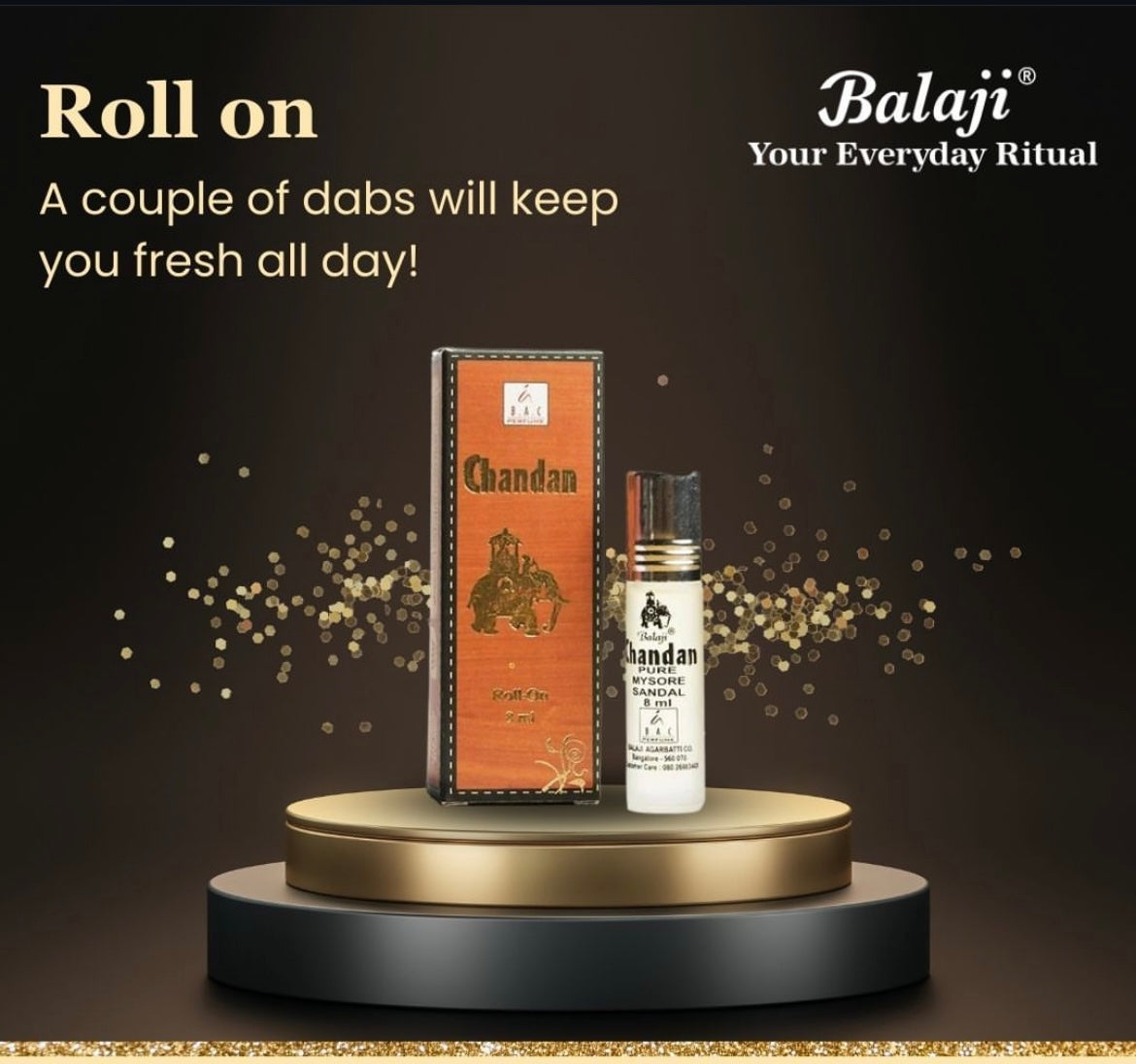 Balaji Chandan Attar Oil Roll-On 8ml – Pure Sandalwood Traditional Fra ...
