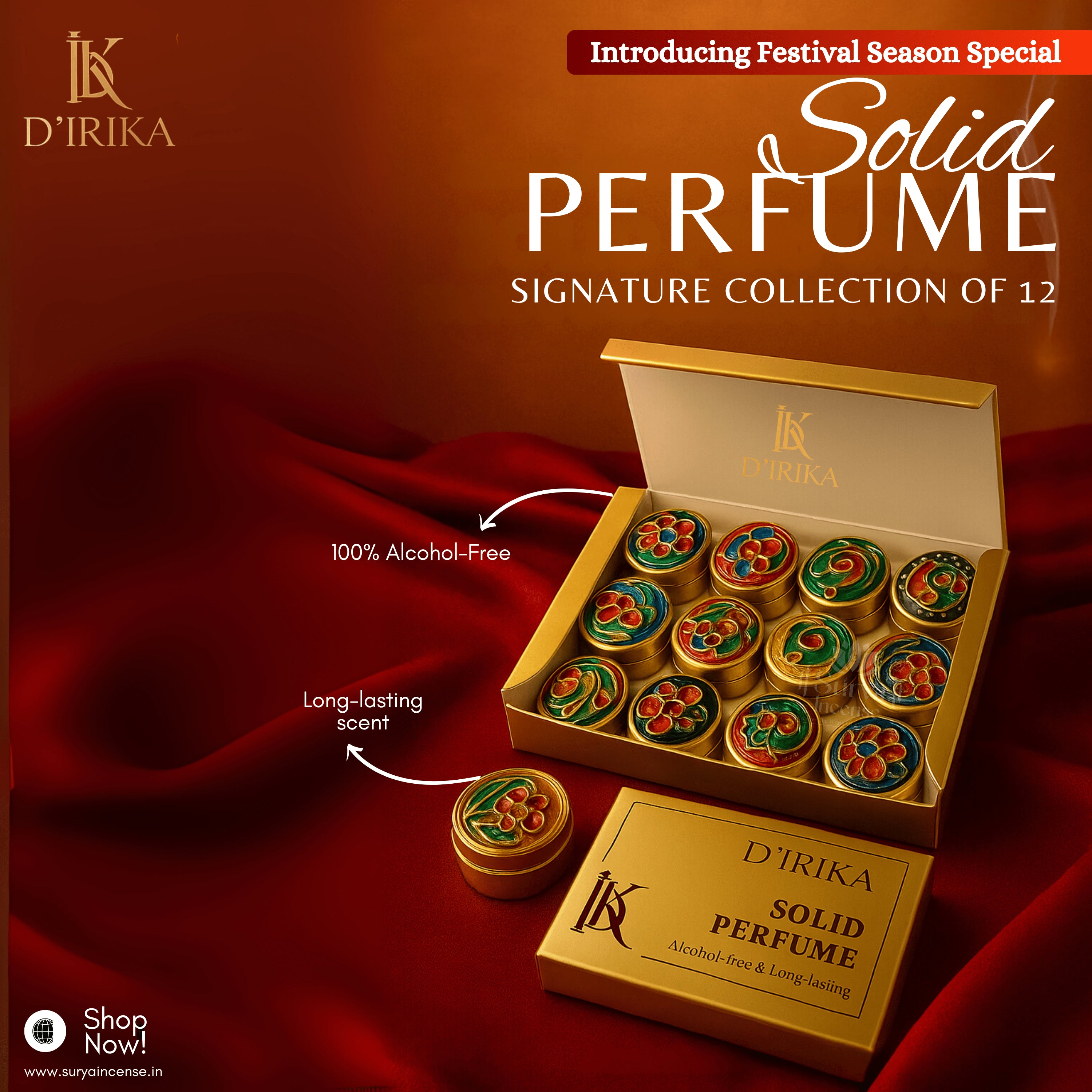 D’IRIKA Top Trending Solid Perfumes Signature Collection Pack of 12 ...